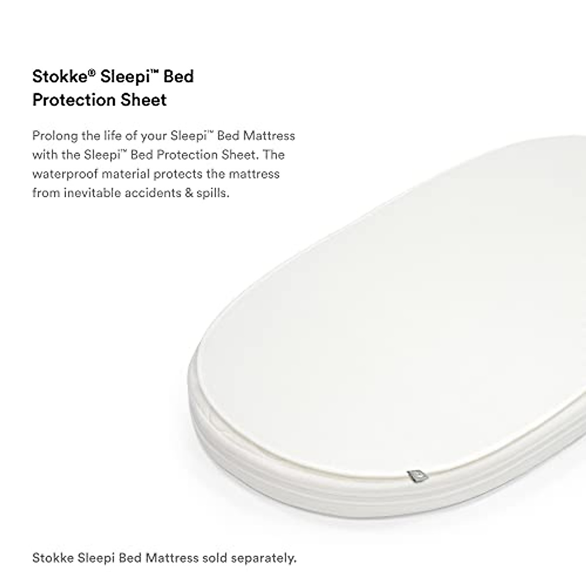 Stokke Sleepi Protection Sheet, White - Protects Mattress Against Accidents & Spills - Compatible with The Oval Sleepi Mattress - Exterior Made of Breathable 3D Mesh - Machine Washable