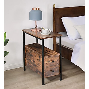 Nightstand,Industrial Style Side Table with 2 Drawers,end Table for Small Spaces,Suitable for Living Room Sofa Side Table Bedroom