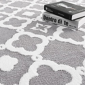 junovo Super Soft Shaggy Area Rugs for Bedroom Living Room, Modern Furry Rug Indoor Plush Carpet for Kids Girls Teens Room, Large Grey Runner Rug Fuzzy Nursery Rug for Dorm Room Home Decor, 4 x 6 Feet