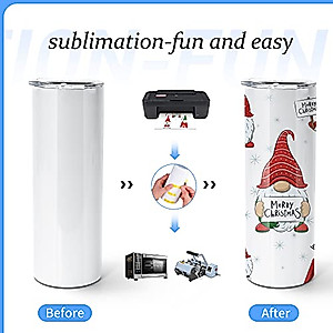 AGH 10pcs 20oz Flat Edge Sublimation Tumbler Blank, Sublimation Tumblers 20 oz Skinny Straight Cups with Individual Gift Box, Silicone Bottom, Stainless Steel Straw For Coffee Drinks