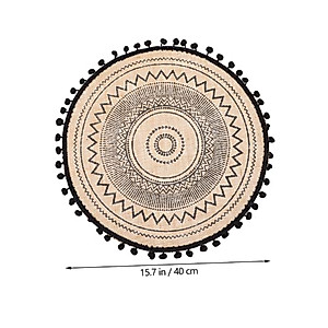 DOITOOL 1pc Burlap Placemat Placemats Round Home Accessories Decor Jute Placemat Dining Table Accessories Round Table Mats Hot Plate Pad Cup Mat Decorative Placemat Creative Placemat Mug