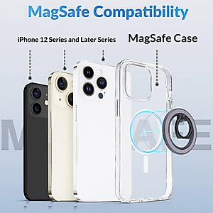 Magnetic Phone Ring Holder Compatible with MagSafe - metisinno Magnetic Phone Grip, Adjustable Finger Ring Grip and Stand, Remove for Wireless Charging Compatible, Black