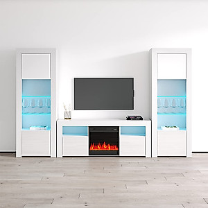 Milano Set 145EF-BK-BK Electric Fireplace Modern Wall Unit Entertainment Center