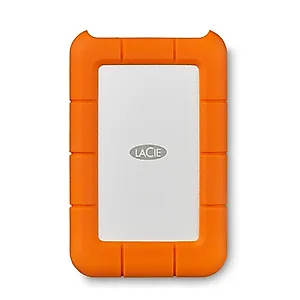 LaCie Rugged Mini, 5T,B USB 3.0 Portable 2.5 inch External Hard Drive for PC and Mac, Orange/Grey, with Rescue Services (STJJ5000400)