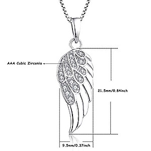 STARCHENIE 925 Sterling Silver Angel Wing Pendant Necklace for Women Cubic Zirconia 18" Chain