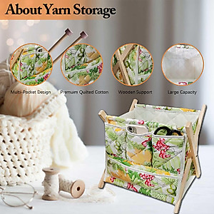 Gkesgm Yarn Storage Organizer for Yarn Skeins，Large Crochet Yarn Holder Case for Carrying Projects, Knitting Needles, Crochet Hooks and Other Accessories