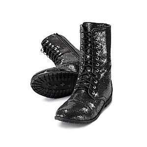 Balera Womens Combat Boots For Dance With Glitter And Zipper Rubber Sole Shoes