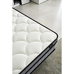 Container Furniture Direct Hybrid 12 Inch Queen Mattress in a Box, Pillow Top Bed Cushion with Gel Infused Memory Foam, Breathable and Hypoallergenic, Medium Firm for Lumbar Support