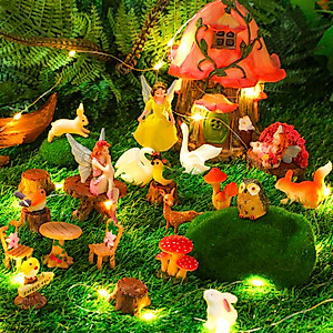 Soaoo Fairy House Garden Figurines Kit Fairy Outdoor Fairy Nativity Set for Kids Garden Decor Micro Landscape Ornaments (Beauty)