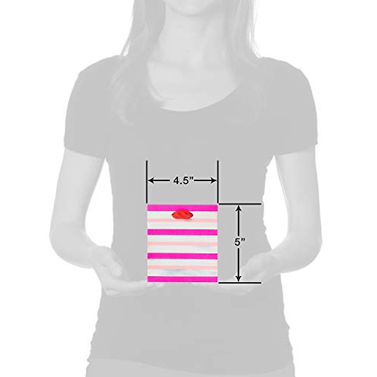 Papyrus 5" Small Gift Bags (Pink Stripes and Hearts) for Birthdays, Bridal Showers, Baby Showers and All Occasions (6 Bags)