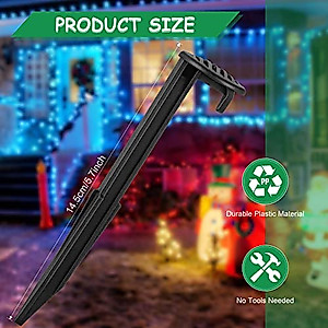 Inflatable Plastic Stakes 5.7 Inch Heavy Duty Tent Stakes Replacement Yard Ground Lawn Black Gardening Pegs Spike Hook for Halloween Christmas Holiday Inflatables Garden Decorations (18 Pieces)