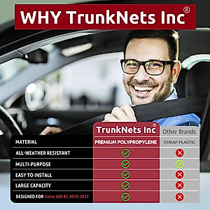 Envelope Style Automotive Elastic Trunk Mesh Cargo Net for Volvo S60 B5-2019-2025 - Premium Trunk Organizer and Storage - Luggage Net for Sedan - Car Organizer for Volvo S60 T8