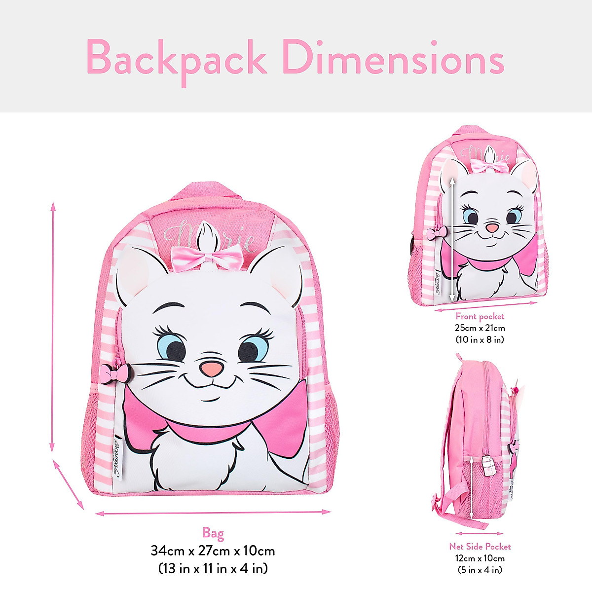Disney Kids Aristcats Backpack Marie Pink
