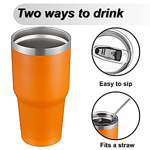 COMOOO 30oz Tumbler Stainless Steel Insulated Tumbler with Lid Double Wall Vacuum Coffee Cup Large Travel Mug for Hot and Cold Drinks, Home, Office, School,Party (Orange, 4 Pack)