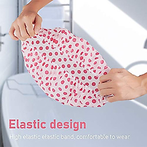 Keeygo 6 PCS Shower Caps, Large Reusable Elastic 100% Waterproof Bathing Hair Cap for Women Beauty, Hair Spa, Home Hotel Travel Use