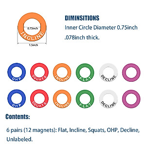 Power Squat Rack Barbell Magnetic Position Markers Reminders Label for Home Gym & Garage Gyms,Squat Rack Magnets identifier Rings for Power Rack J-Cup (Inner Circle Diameter 0.75inch)