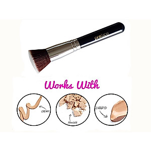 Mypreface Synthetic Blush and Bronzer Brush - Angled Kabuki Makeup Brush: Premium Foundation Brush Perfect for Face Contouring and Highlighting with Creams and Powders (Black)