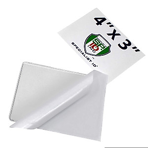 2 Pack - Parking Permit Holder for Car Windshield - Clear Adhesive Parking Tag Pouch - Vinyl Plastic Document Protector Holds Large Parking Placard, Pass, Decal or Sticker (4 x 3) by Specialist ID