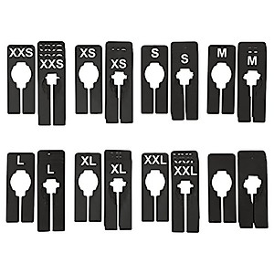NAHANCO QSDBWKIT4, Black Rectangular Clothing Size Dividers with White Print for XXS-XXL, 1Blank, Kit of 40 (7 Sizes and 1 Blank, 5 of Each)