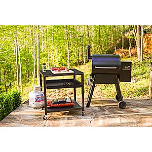 NUUK Three-Shelf Heavy Duty Rolling Outdoor Pizza Oven Table, 24" x 30" Steel Commercial Multifunctional Food Prep Worktable with Drawer on Wheels