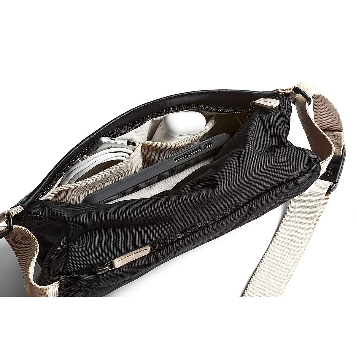 Bellroy Sling Mini Bag - Premium (Leather Crossbody Bag For Women, Men, 4L) - Black Sand