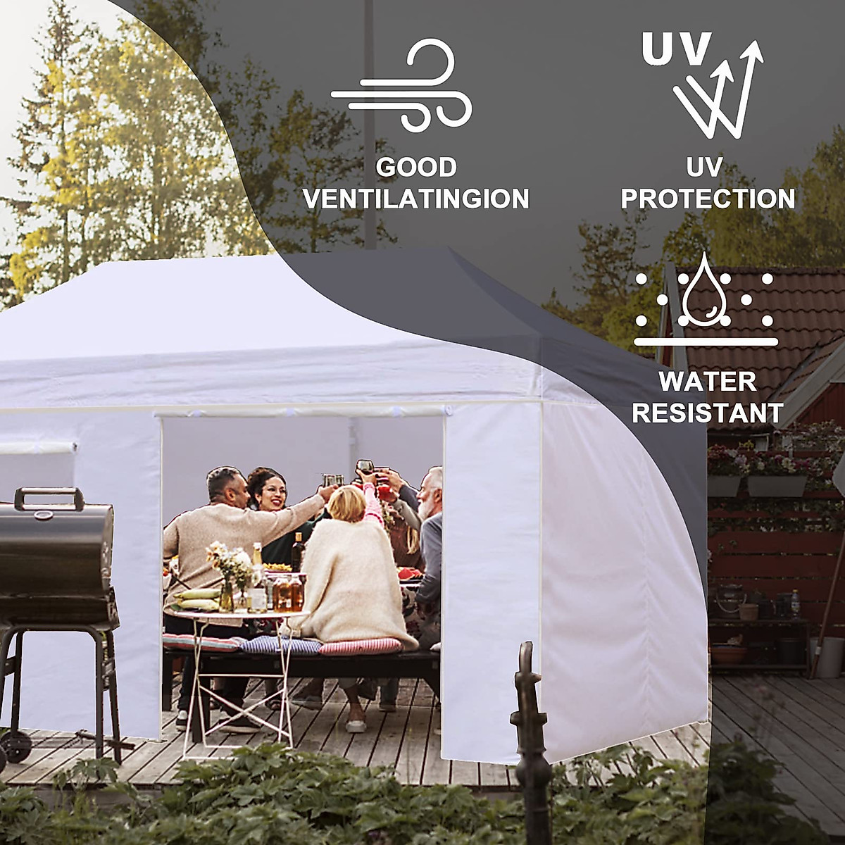 Eurmax USA Zippered Walls for 10 x 20 Easy Pop Up Canopy Tent, Full Enclosure Sidewall Kit with Roller Up Mesh Window and Door 4 Walls ONLY,NOT Including Frame and Top(Orange)