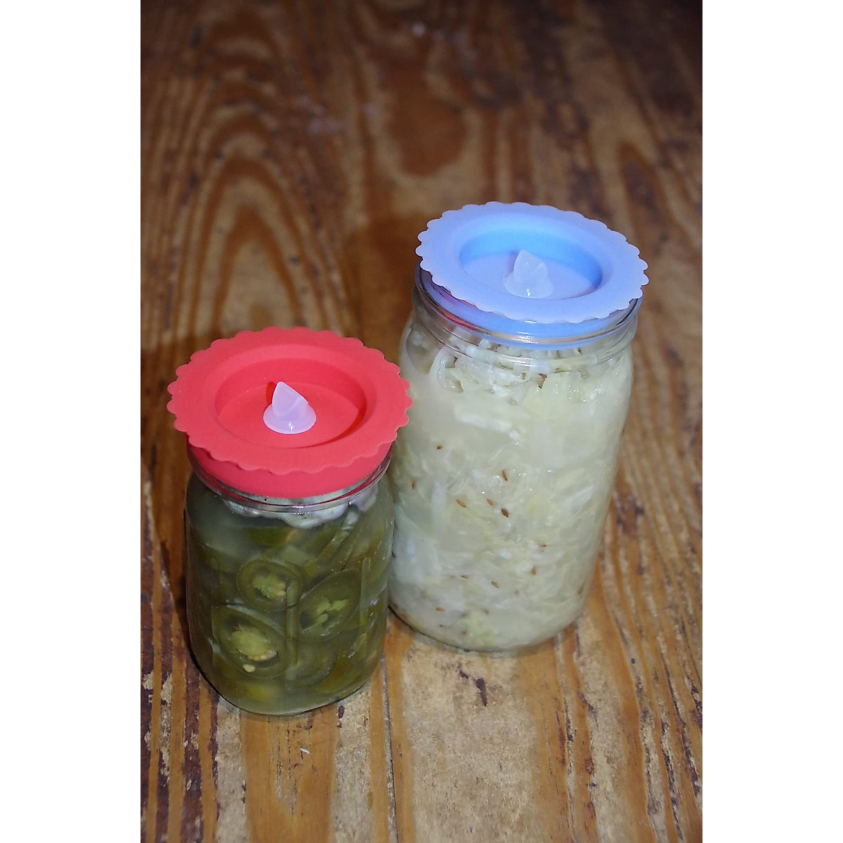 Mason jar Silicone Lid and Silicone duck bill check valve Airlock, Fits Regular and Wide mouth Mason jars. Made from 100% silicone, Great for fermenting. 4 Pack. Not made for canning.