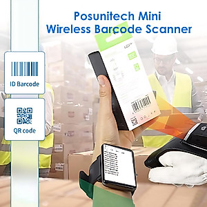 Posunitech Glove with Barcode Scanner 1D Reader NFC Support Mini Wireless Barcode Reader Zebra SE965 Compatible with Mac OS, Windows, Android 4.0+, ios