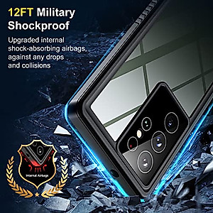 Humixx for Samsung Galaxy S23 Ultra Case,Waterproof Built-in Lens, Screen Protector[Full-Body Shockproof][12FT Military Drop Proof][Dustproof][IP68 Underwater] Protective Phone Case 5G 6.8”-Black