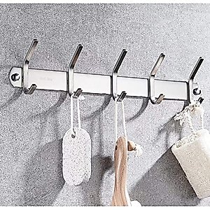 YISMAN Coat Rack Wall Mounted Stainless Steel Clothes Hanger with 6 Double Dual Hooks, Use for Towel Hat Purse Clothes Jacket Backpack (Set of 2)