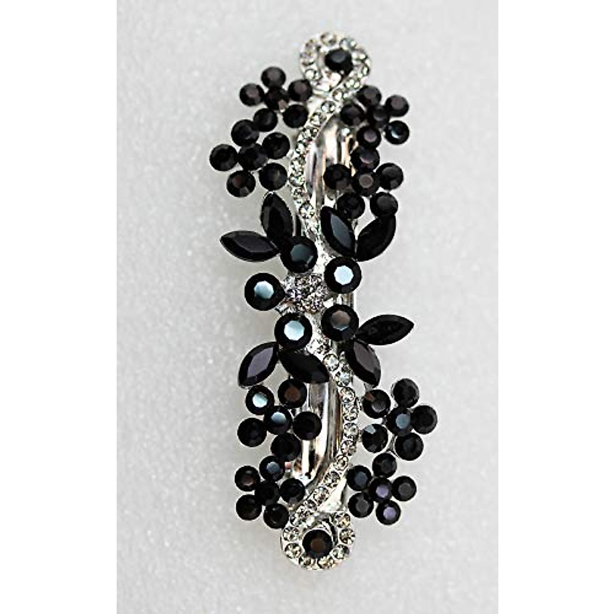 Faship Gorgeous Black Crystal Flower hair Barrette