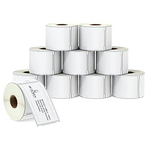 BETCKEY - Compatible DYMO 30857 (2-1/4" x 4") Visitor Name Tag Badge Labels, Perforated, Compatible with DYMO Labelwriter 450, 4XL, Rollo & Zebra Desktop Printers [10 Rolls/2500 Labels]