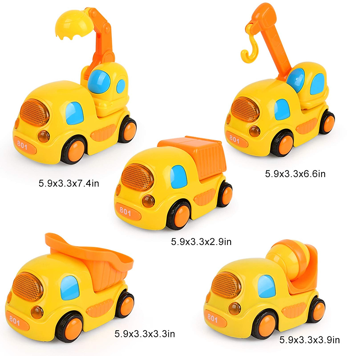 Aomola Toys for 2 Year Old Boys Girls, Toddler Toys, Birthday Gifts, Remote Control Car Toys for Kids, Engineering Construction Trucks with Music and Lights