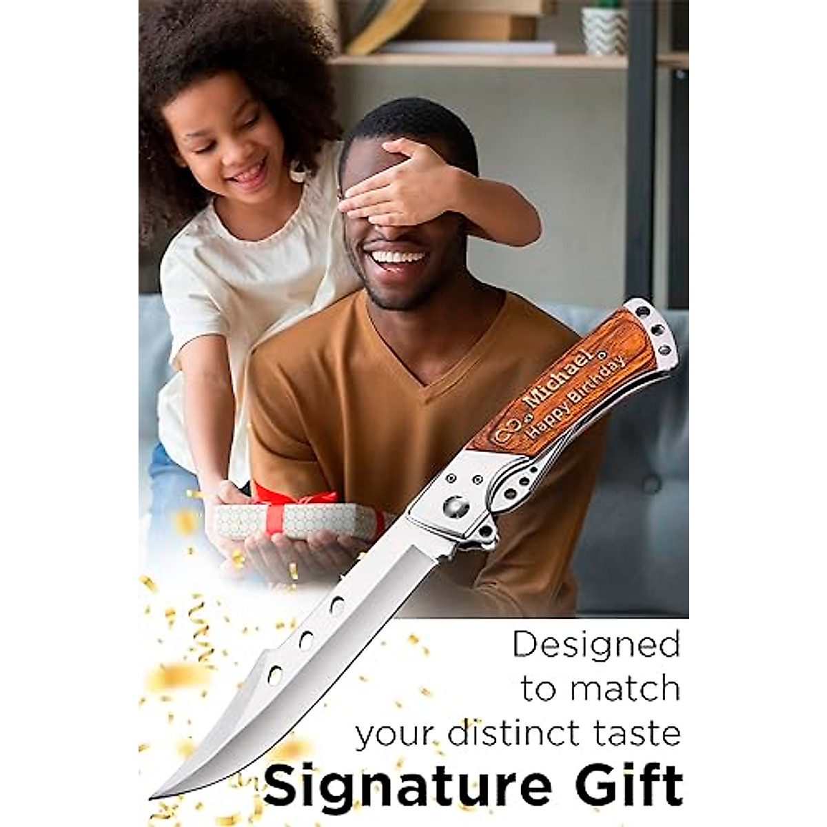 Personalized Gift for Men - Customized Pocket Knife - Custom Engraved Knives - Engraved Gifts for Dad Husband - Gift Idea for Birthday Christmas Valentine's Day Anniversary Stocking Stuffers 4172 PS