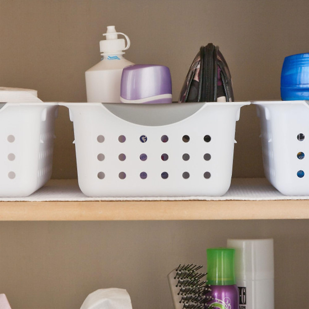 Sterilite 16228012 Small Ultra Basket, White Basket w/ Titanium Inserts, 12-Pack