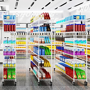 NicBex 6-Tier Heavy Duty Storage Shelving Unit with Adjustable Shelves Wire Shelving with Wheels and 6000LBS Load Metal Shelf for Kitchen, Pantry, and Bathroom,60" W x 18" D x 82" H, White