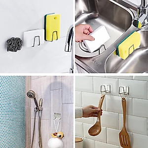 4Pcs Sponge Holders for Kitchen Sink,Strong Adhesive Small Sponge Holder,Stainless Steel Rustproof Waterproof Kitchen Sink Caddy Save Sink Space,Quick Drying(silver)