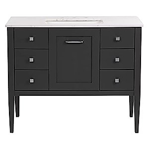 Spring Mill Cabinets Fordwin Bathroom Vanity with 1-Door Cabinet, 6 Drawers, Countertop with Undermount Sink, 43" W x 22" D 35.1" H, Shale Gray/Pulsar Top