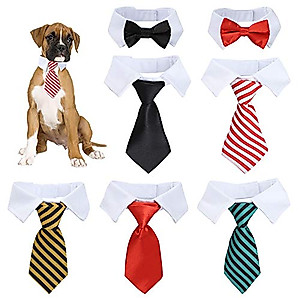 7 Striped Tie, Velcro Tie, Adjustable Pet Bow Ties ，Formal Classy Tuxedo Bow Ties，Multiple Colors to Choose Suitable for Pet Birthday, Party, Wedding, ，Surprise for Kittens and Puppies