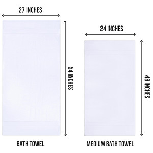 Utopia Towels 6 Pack Bath Towel Set, 100% Ring Spun Cotton (24 x 48 Inches) Medium Lightweight and Highly Absorbent Quick Drying Towels, Premium Towels for Hotel, Spa and Bathroom (White)