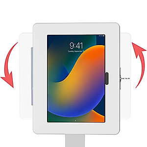 Thin Floor Stand – CTA Tall Standing 360° Kiosk Display Tablet Holder w/Charger Access & Lock for iPad Air 11" M2 (2024) - iPad Pro 11" M4 (2024) - iPad 10.2" & 9.7-11" Tablets - White (PAD-CHKW)