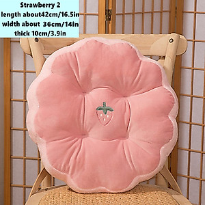 PUXU Cartoon Plush Animal Home Office Chair Student Round Padded Cushion Cute Cushion Plush Plush Decorative Cushion Often Cushion (42cm/16.5in,Strawberry Round)