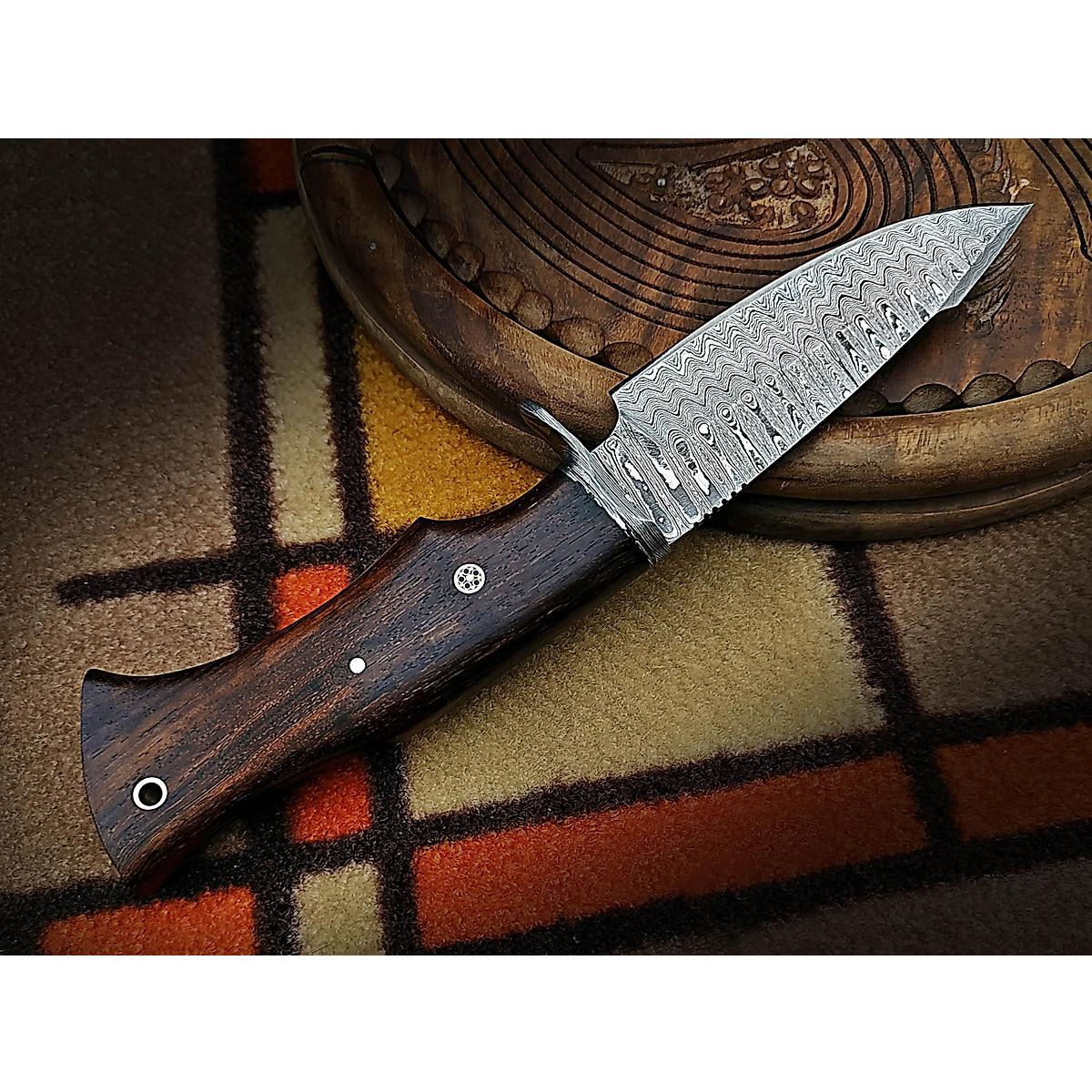 TR-1168 Custom Handmade Damascus Steel 10 Inches Tactical Knife - Perfect Grip Rose wood Handle