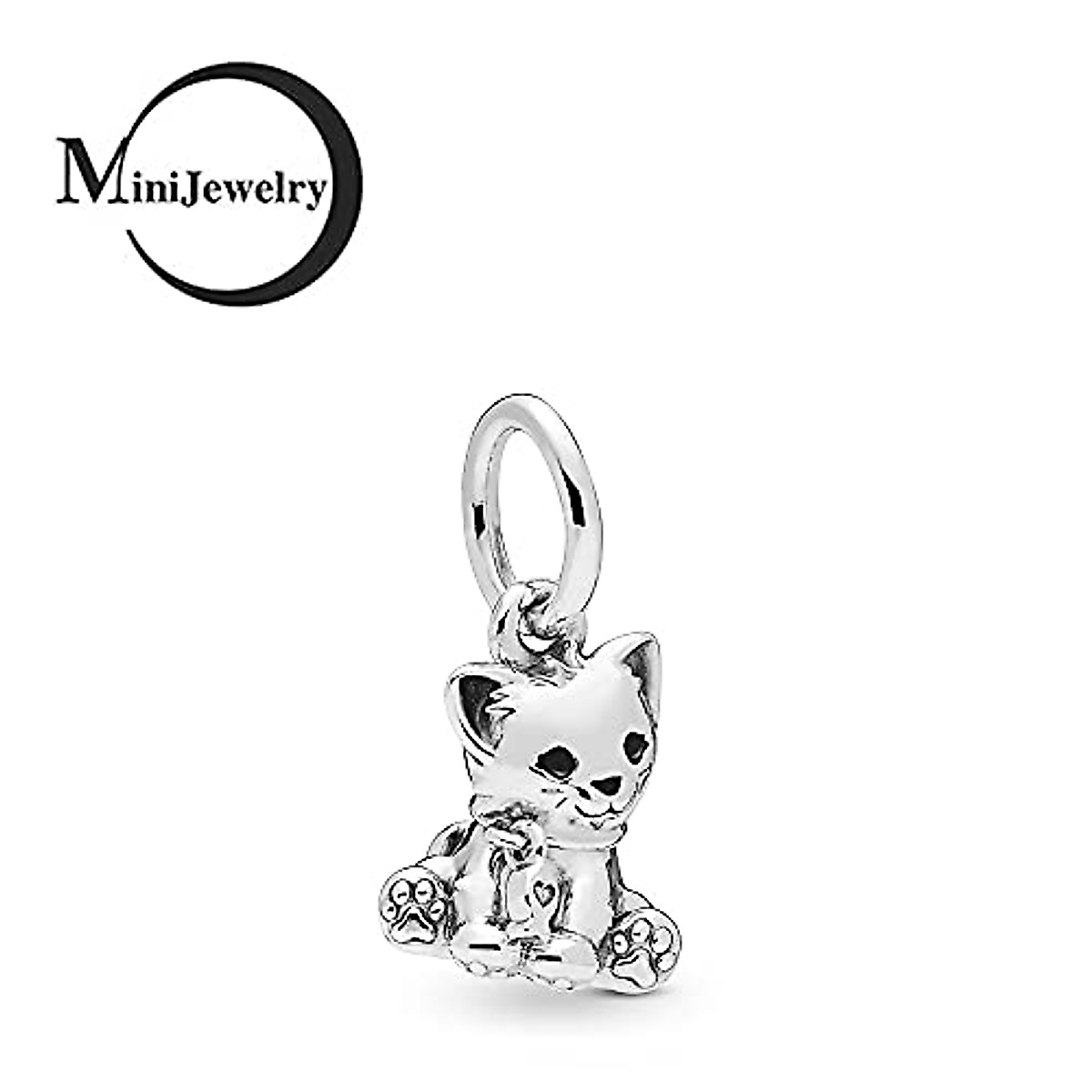 MiniJewelry Kitty Cat Kitten Charm fits Pandora Moments Bracelets Women Family Christmas S925 Bead Birthday