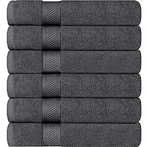 Utopia Towels [6 Pack] Bath Towel Set, 100% Ring Spun Cotton (24 x 48 Inches) Medium Lightweight and Highly Absorbent Quick Drying , Premium Towels for Hotel, Spa and Bathroom (Grey)