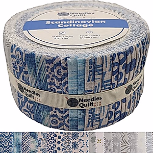 Needles Quilt Studio - 2.5" Precut 40 Fabric Strip Bundle (Scandinavian Cottage) | Cotton Strips Bundles Quilting - Jelly Rolls for Quilting Assortment Fabrics Quilters & Jellyroll Precuts Cloth Quilt