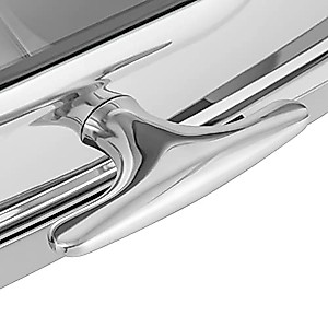 Food Warmer Roll Top Chafing Dish Buffet Set Stainless Steel Warmers Double Compartment Thermal Pot Electric Hot Plate/Alcohol Stove Heating for Buffet Banquet Catering Party (9L) (Glass Window)