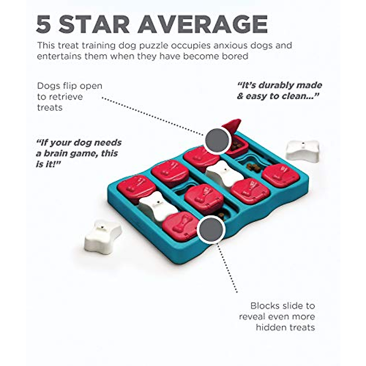 Outward Hound Nina Ottosson Dog Brick Interactive Treat Puzzle Dog Toy, Intermediate