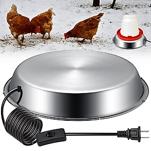 Gsbomzap 12 Inch Chicken Water Heater Base, 5 Gallons Poultry Drinker Heater Base with Thermostat and Power Cord, Automatic Electric Poultry Winter Deicer Heated Base for Plastic/Metal Chicken Waterer