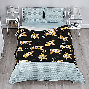 Corgi Blanket Cute Corgi Blankets Gifts for Corgi Lovers Women Soft Flannel Throw Blanket for Couch Sofa Christmas Birthday Gifts, 50x60 Inch
